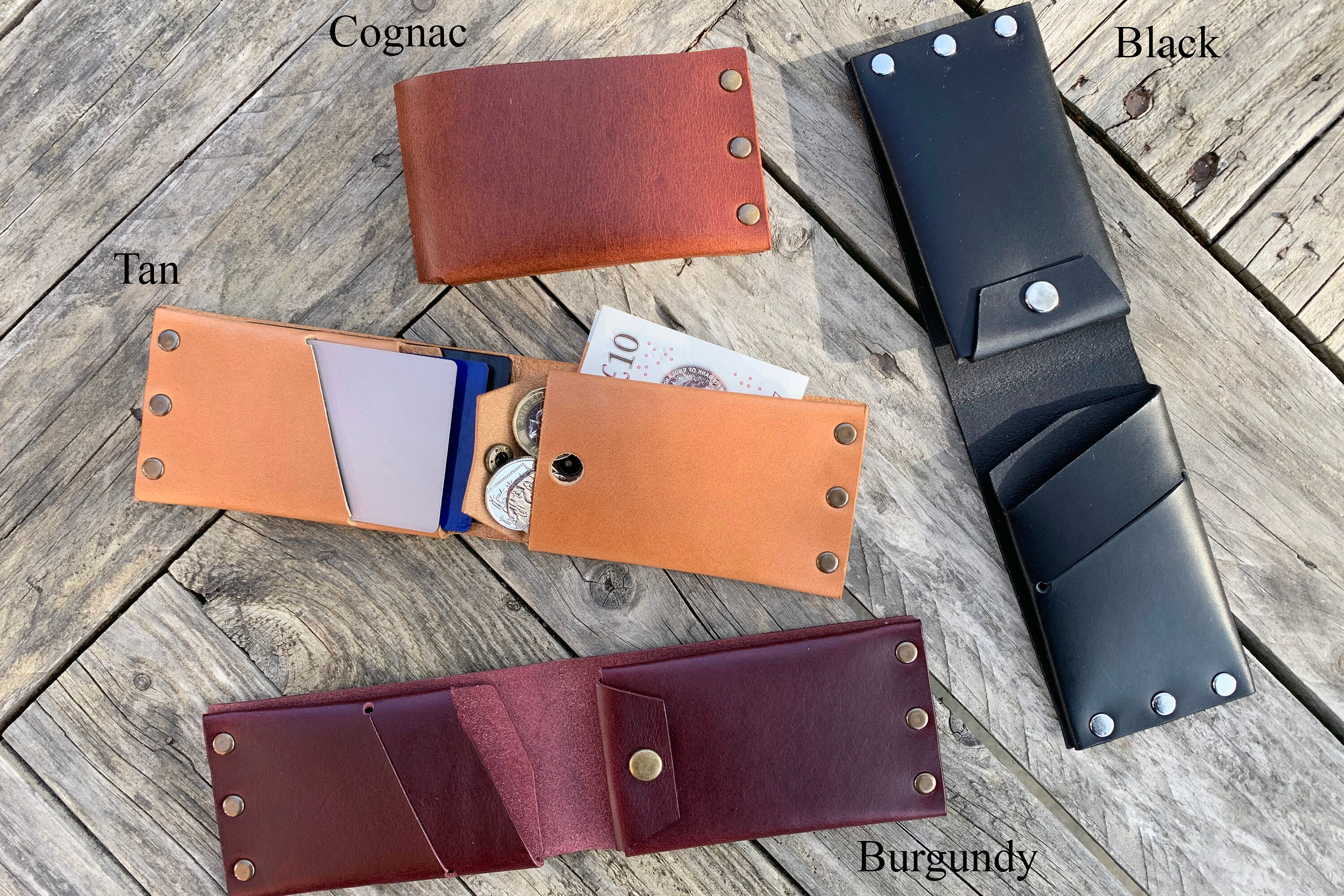 Handcrafted Leather Mini Coin Wallet, UK Veg Tan Full Grain Leather ...