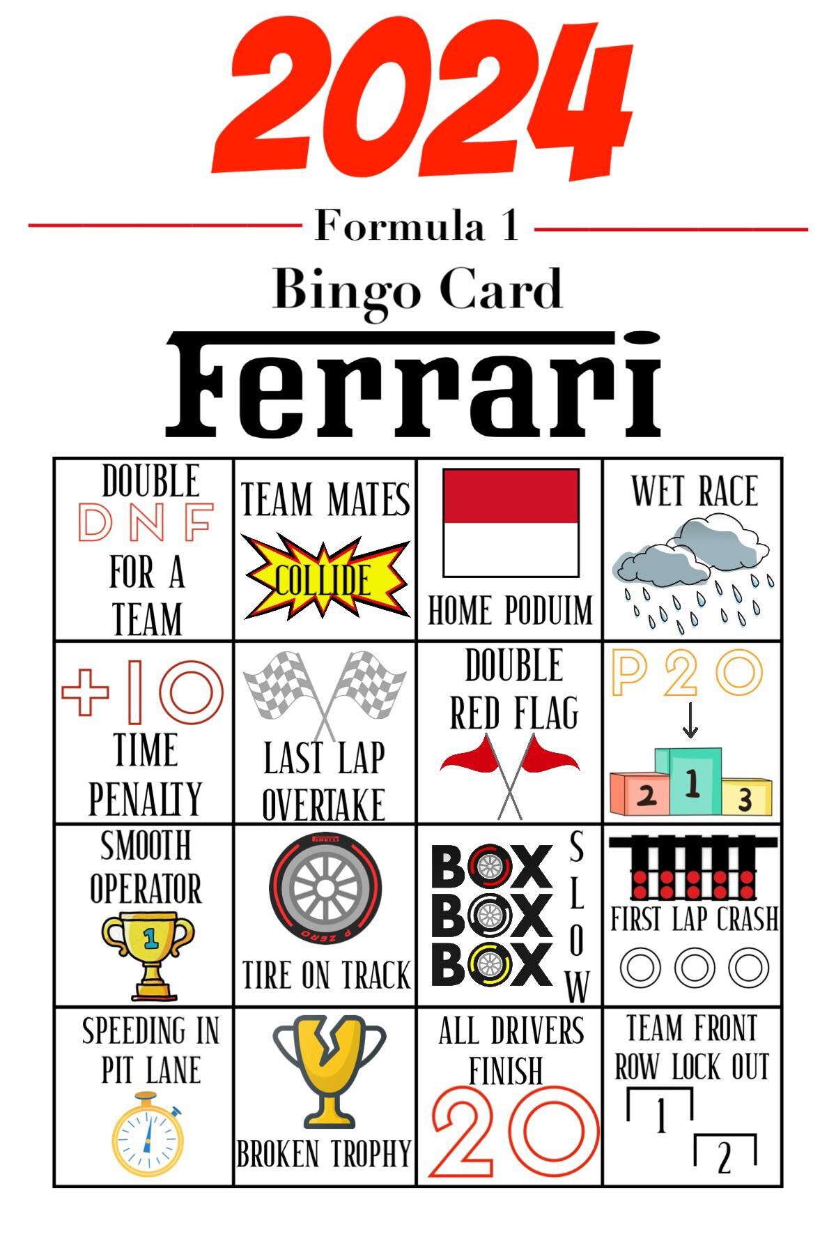 Aluminium Formula 1 2024 Season Bingo Cards F1 Bingo Cards F1 Gifts - Etsy