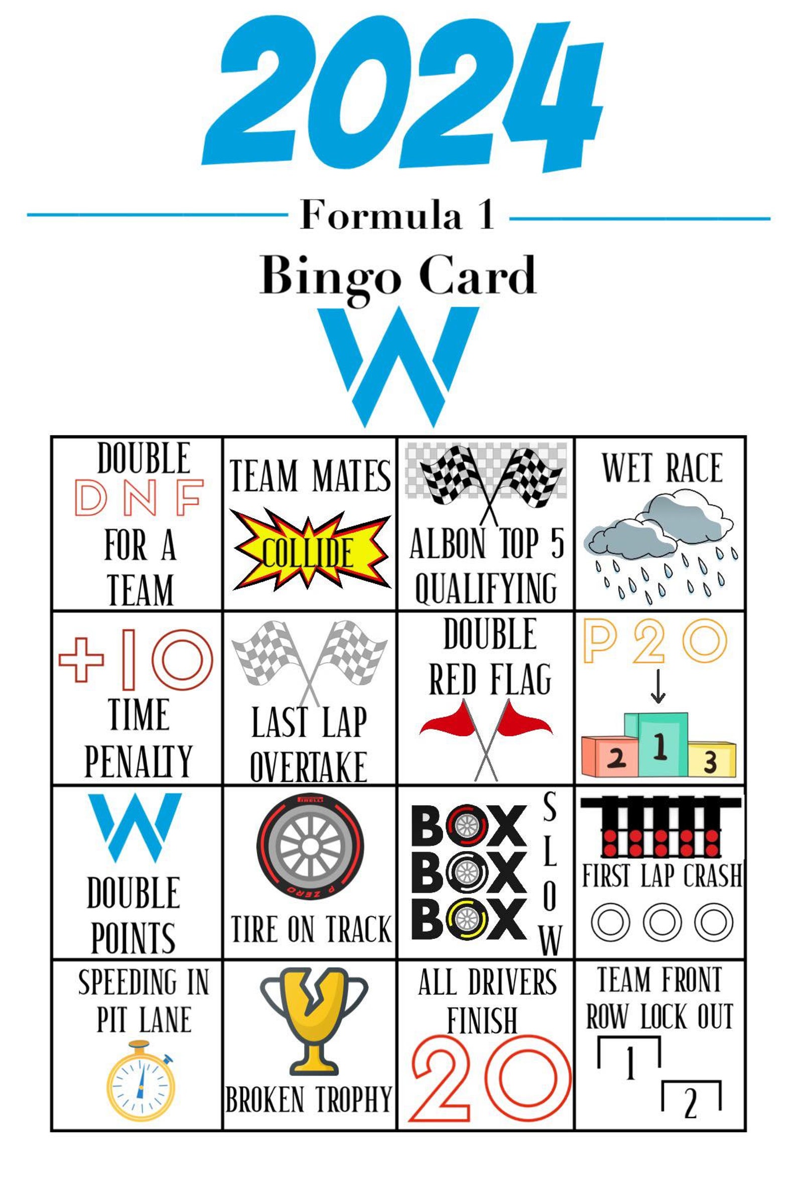Aluminium Formula 1 2024 Season Bingo Cards F1 Bingo Cards F1 Gifts - Etsy