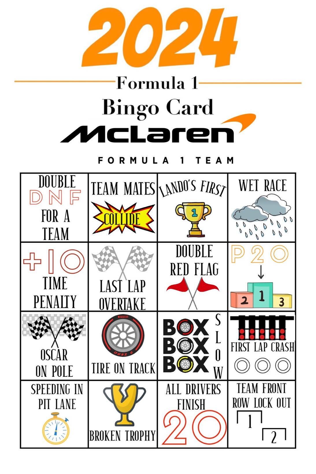 Aluminium Formula 1 2024 Season Bingo Cards F1 Bingo Cards F1 Gifts - Etsy