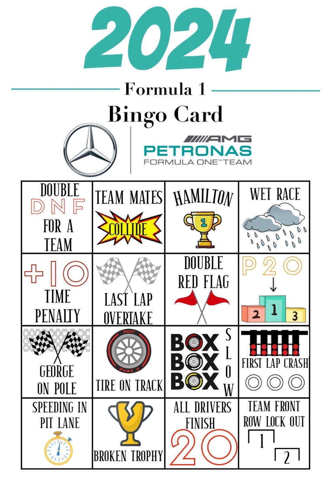 Aluminium Formula 1 2024 Season Bingo Cards F1 Bingo Cards F1 Gifts - Etsy