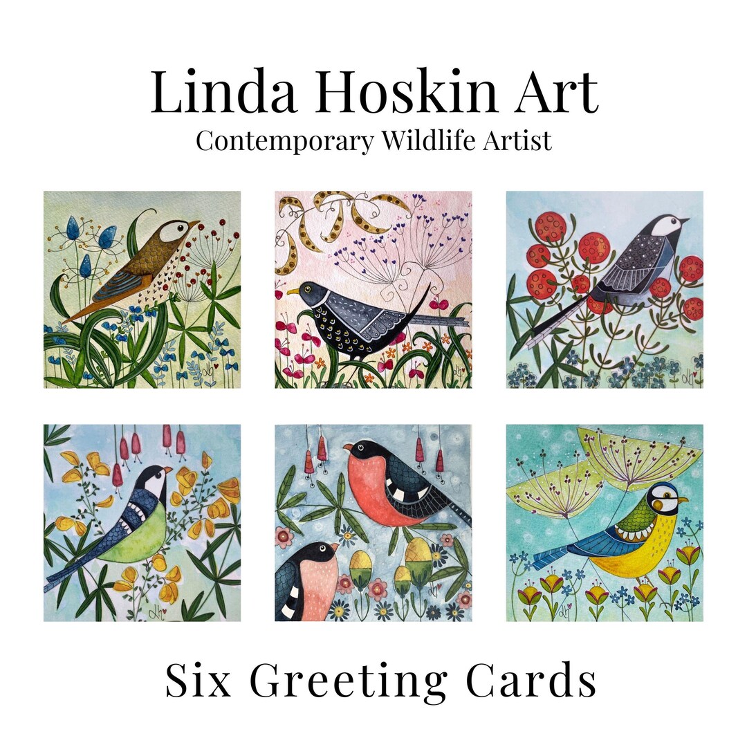 Boxed Greeting Card Set, Six Colourful Garden Birds, Nature Inspired ...
