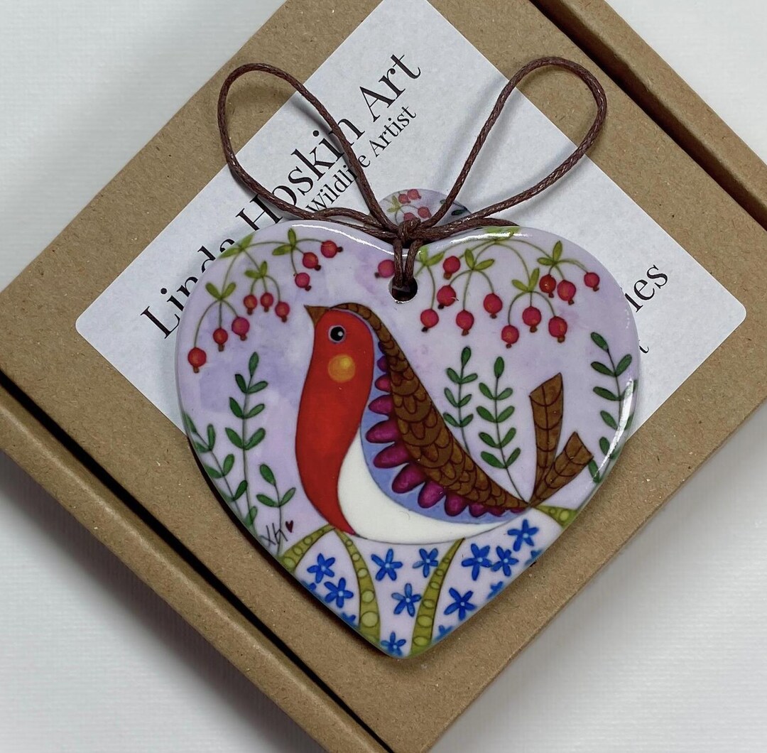 Robin Ceramic Heart Decoration: Nature Inspired Bird Lovers Art, Wild ...