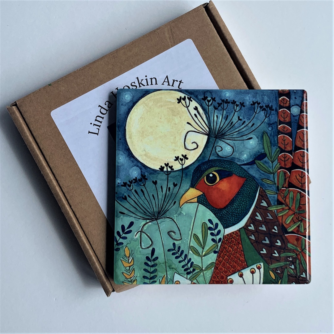Ceramic Coaster, Glorious Pheasant Wildlife Print, Contemporary Design ...