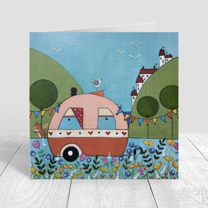 Vintage Caravan & Camping Cards, Blank Greeting Card Collection, Summer ...