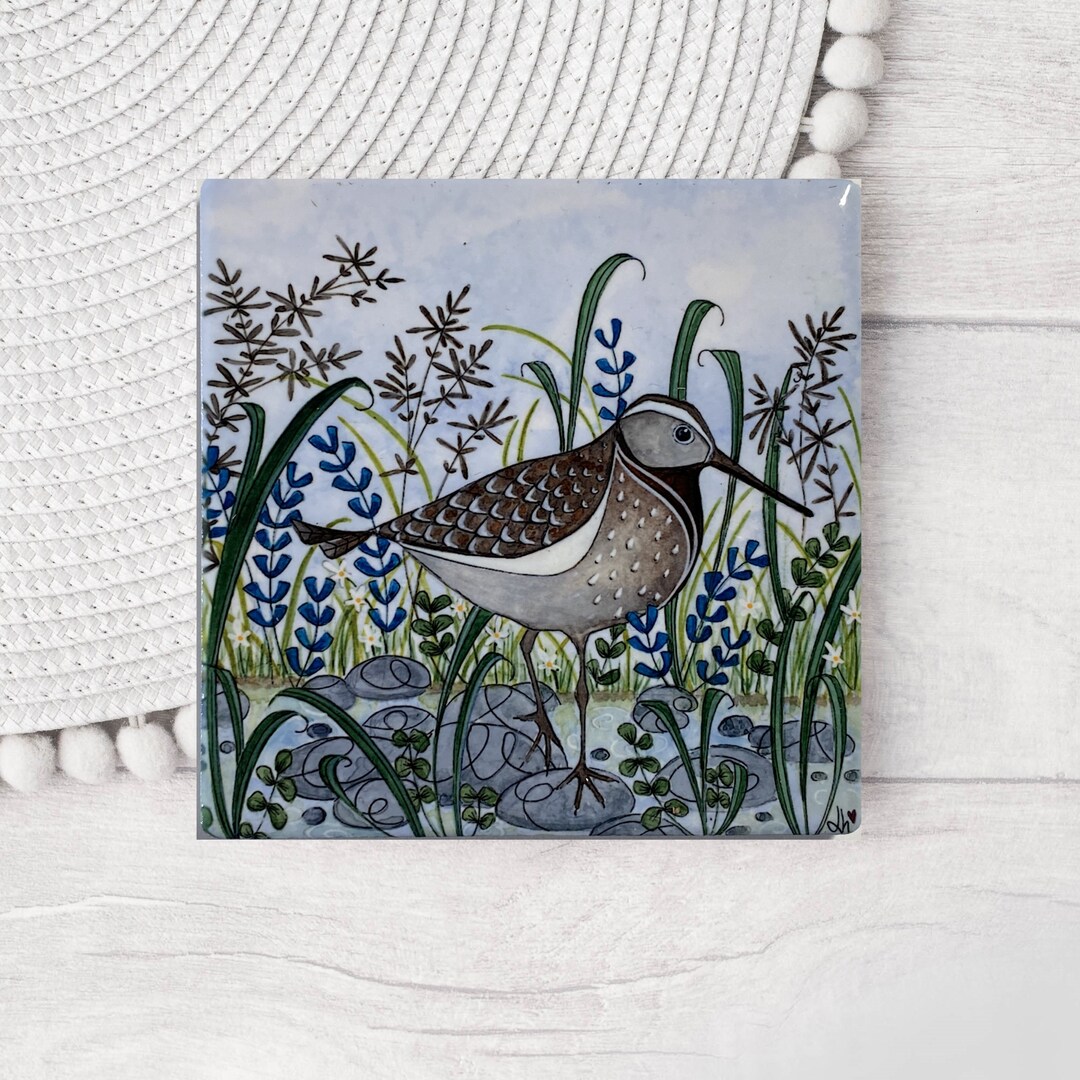 Ceramic Drinks Coaster, Pretty Sandpiper Bird, Colourful Wildlife Tile ...