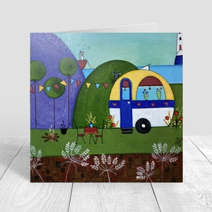 Vintage Caravan & Camping Cards, Blank Greeting Card Collection, Summer ...