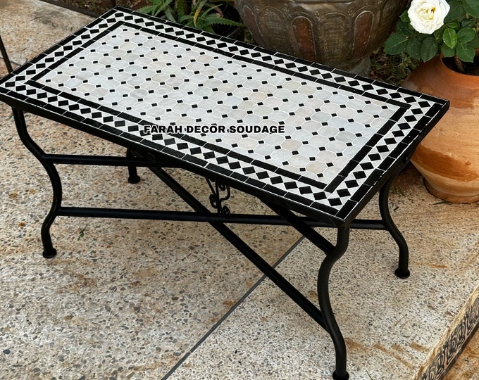 Large Coffee Table W/ Iridescent Glass Tile Inlay. Mosaic Coffee Table ...