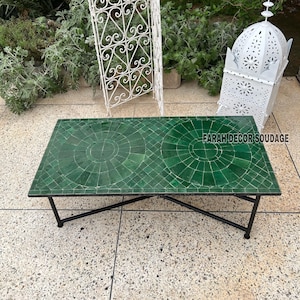 Custom Rectangular Mosaic Table | Authentic Moroccan Mosaic Zellige ...