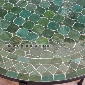 Emerald Green Tile Table Top, Green Mosaic Table Indoor/outdoor ...