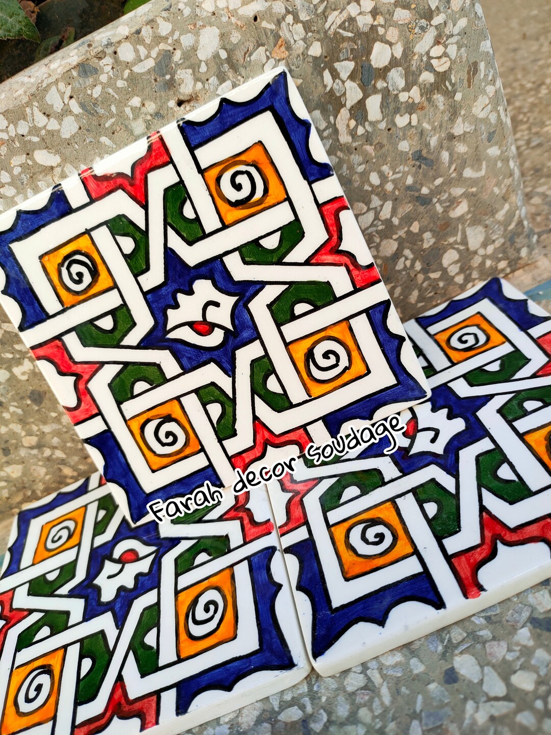 Hand-painted Moroccan Ceramic Tile: 4x4 Accent Tile - Etsy