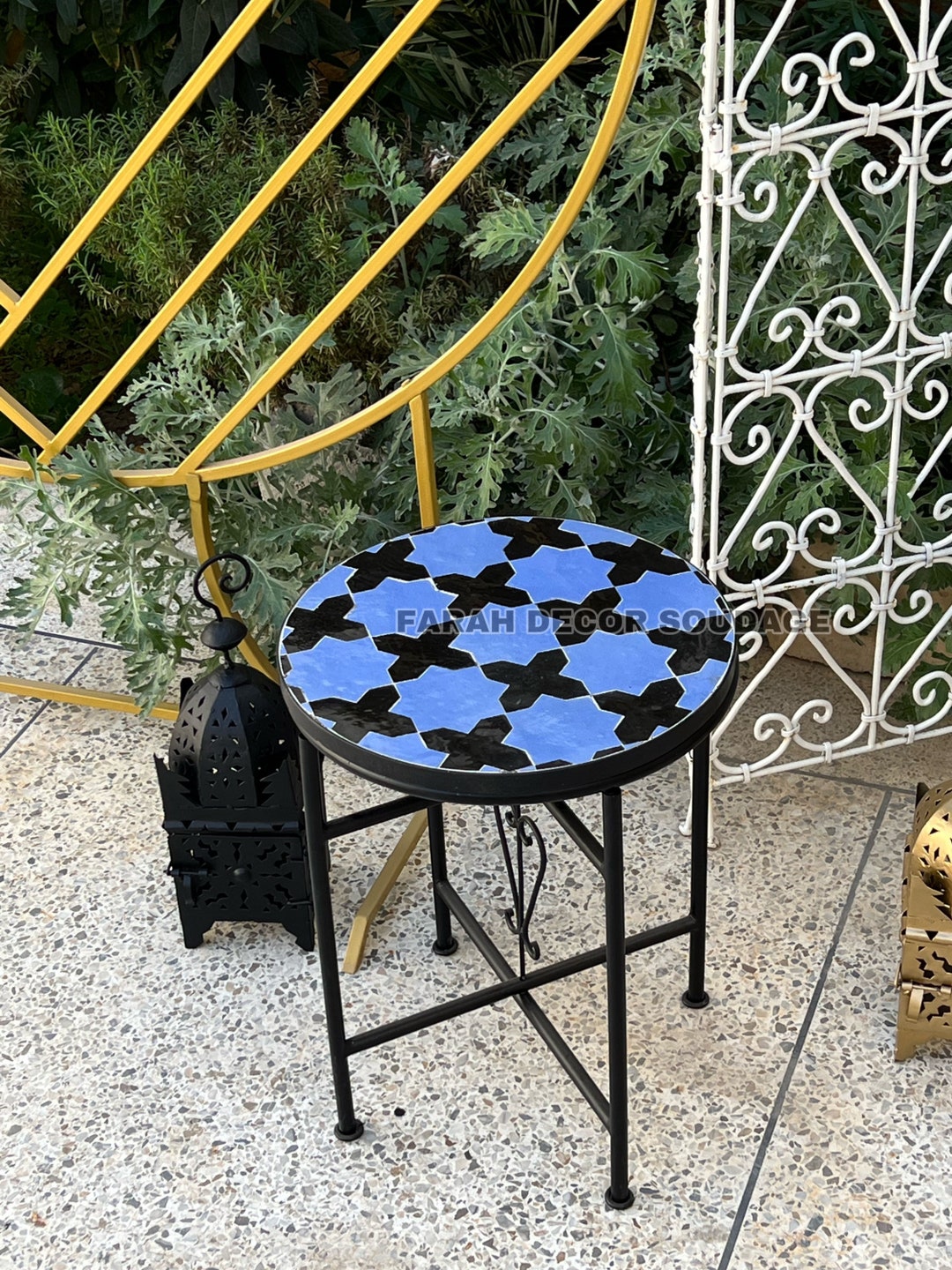 16 Inch Mid Century Modern Patio Table - Custom Made Zellige Table ...