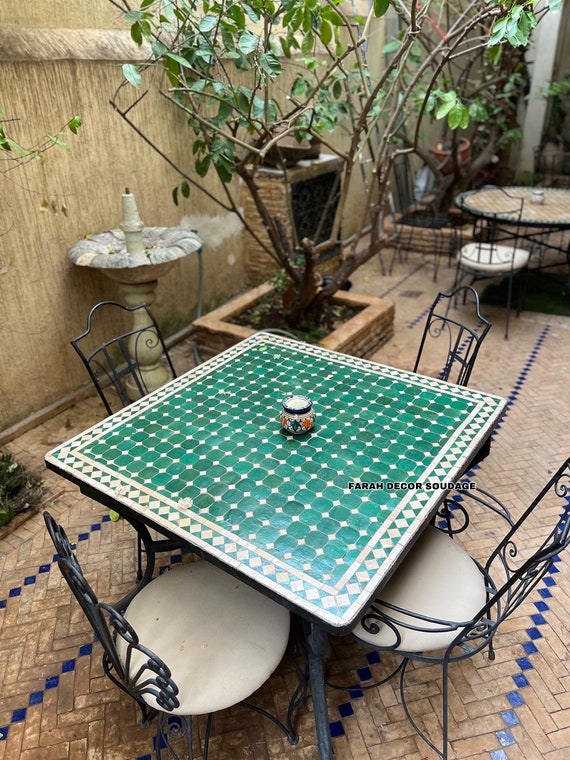 Style Your Patio Square Mosaic Table Handmade Outdoor Coffee Table Mid Century Mosaic Table Square Bistro Table Etsy