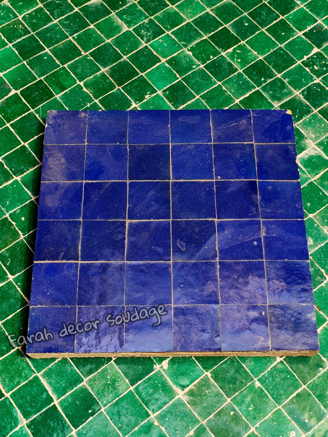Handmade Moroccan Zellige Tile - Natural Blue Terracotta for Floor ...
