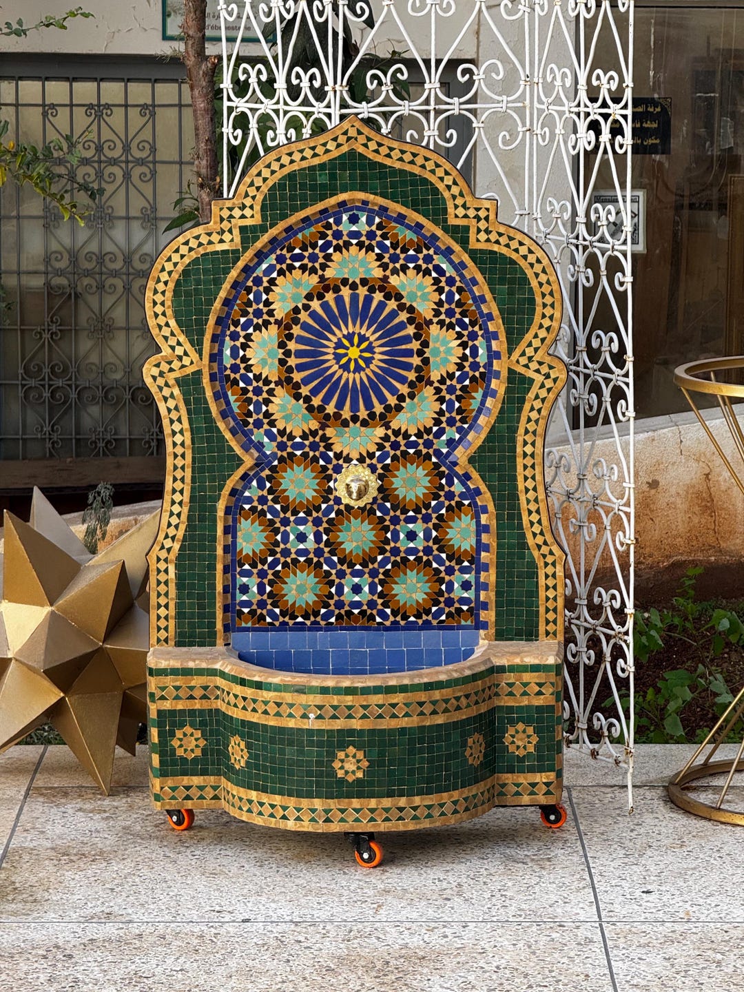 Handmade Moroccan Mosaic Fountain - Handcrafted Zellige Water Feature ...