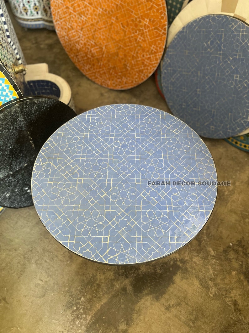 Handmade Moroccan Zellige Mosaic Bistro Table – Custom Iron Base - Etsy