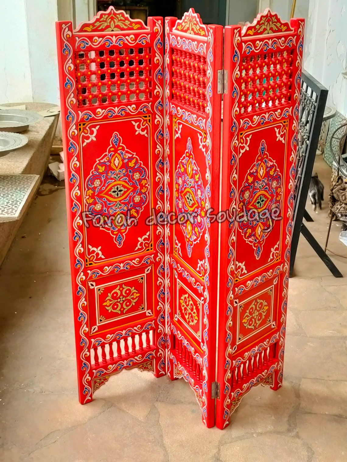 Moroccan Room Divider Made of Wood Handmade Red Moorish Room - Etsy