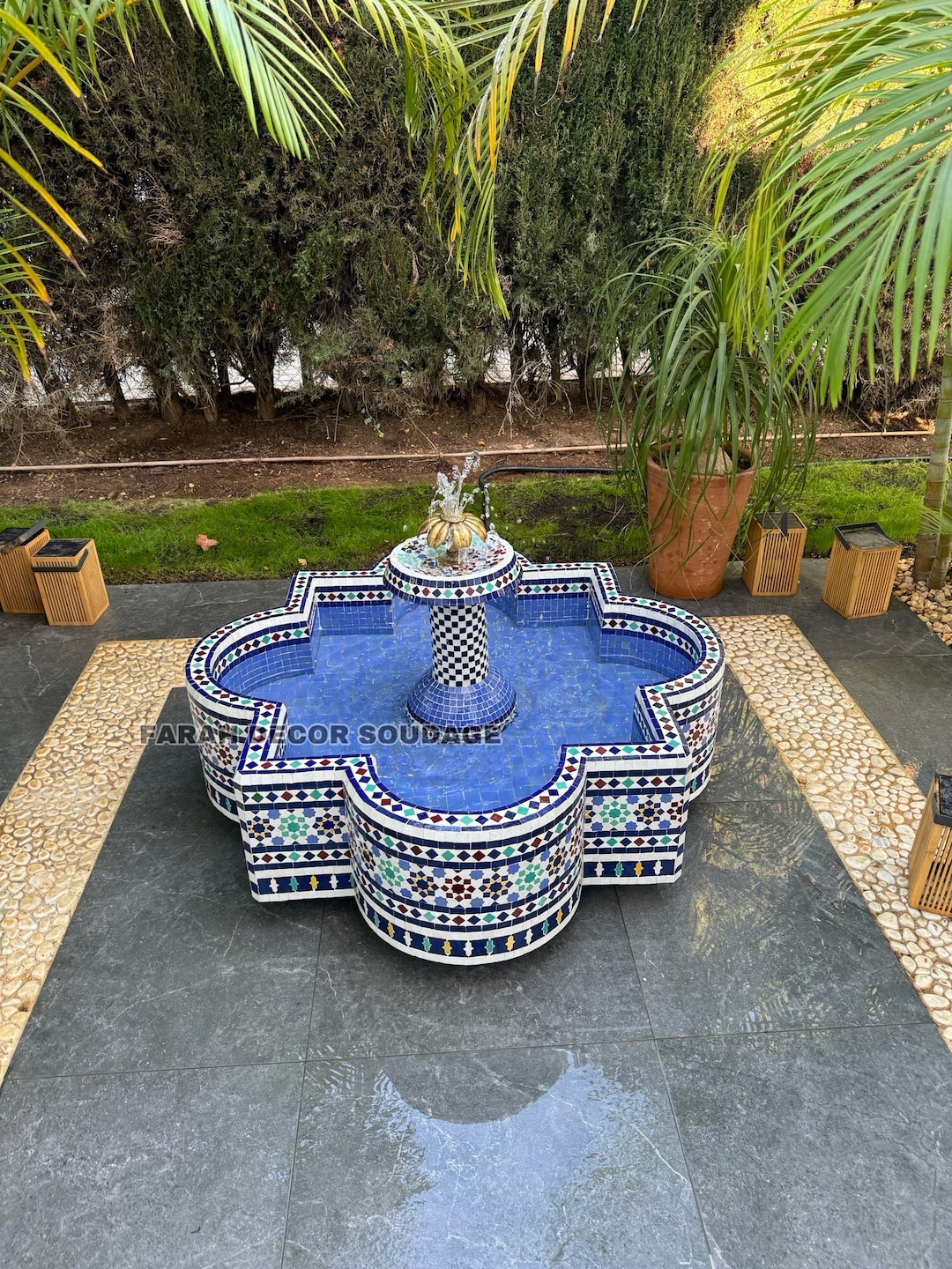Moroccan Mosaic Water Fountain - Handcrafted Floor Zellige Water ...