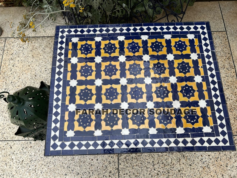 Handmade Rectangular Mosaic Table - Custom Multicolor Outdoor Dining ...