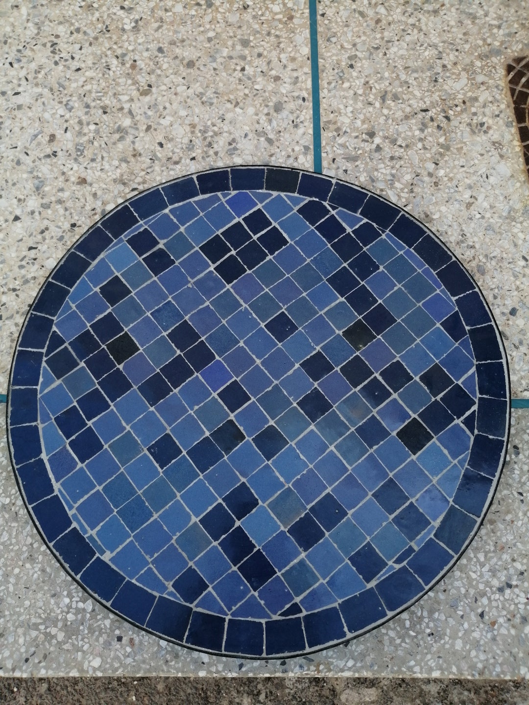 CUSTOMIZABLE Mosaic Table, Mid Century Blue Mosaic Table From Morocco ...