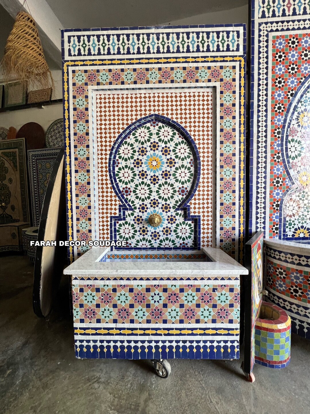 Moroccan Fountain for Garden|mid-century Mosaic Fountain | Moorish ...