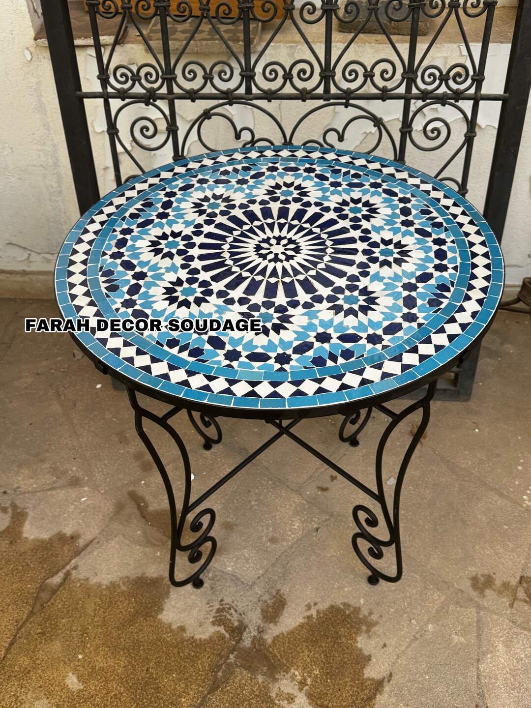 Handmade Moroccan Mosaic Bistro Table - Outdoor/indoor Zellige Tile ...
