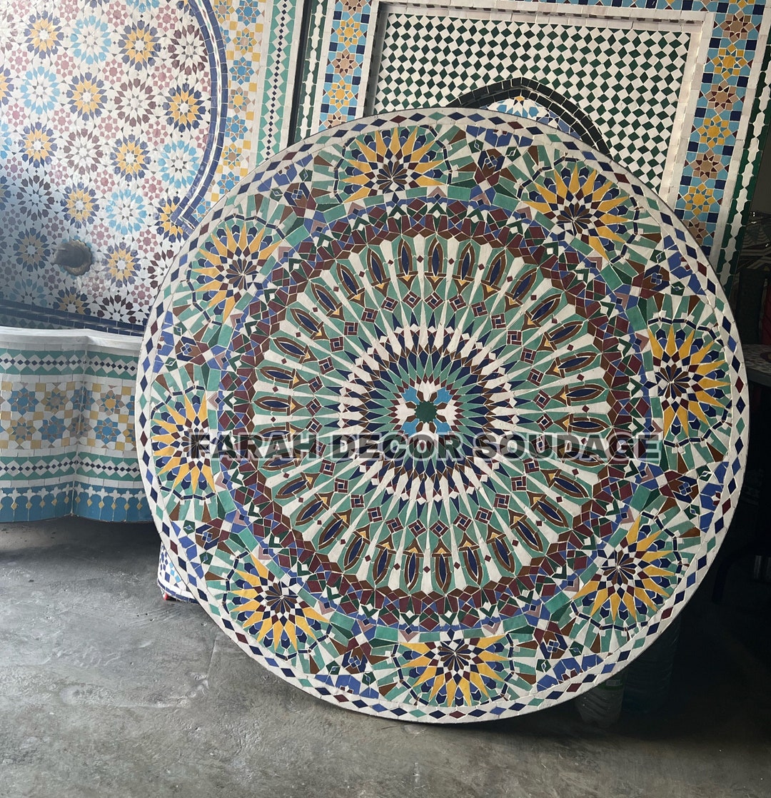 CASABLANCA Pattern Design Tile Table, Mosaic Table, Round Mosaictable ...