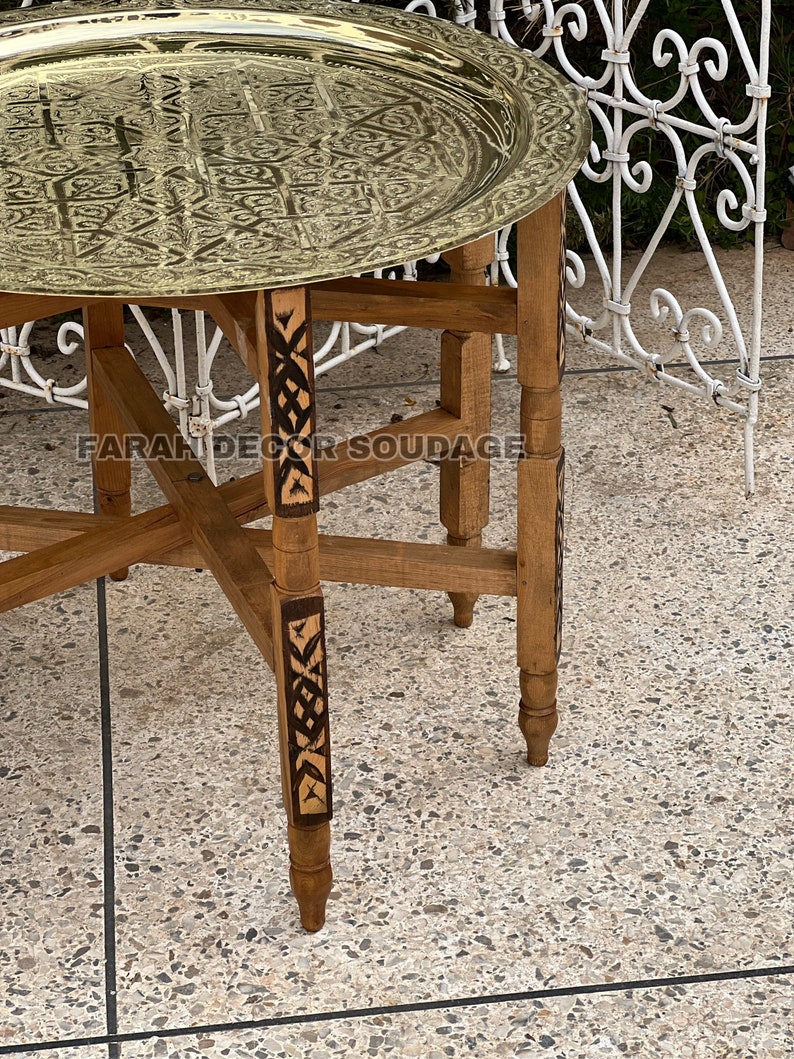 Handmade Moroccan Brass Folding Table: Engraved Arabesque Tea Tray - Etsy
