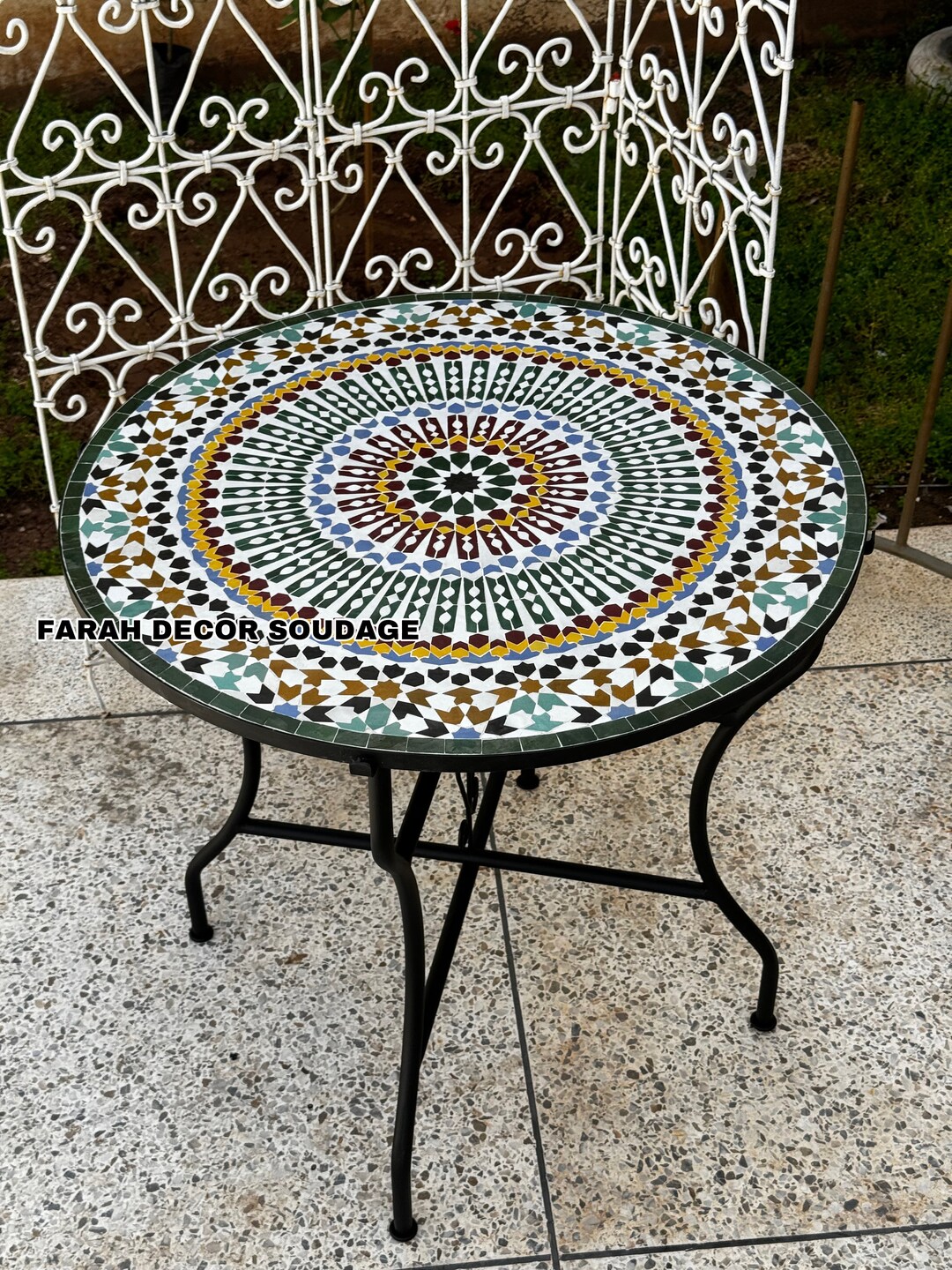 Handmade Moroccan Zellige Mosaic Table: Mid-century Garden Coffee Table ...