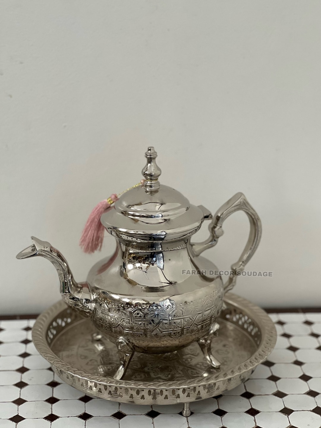 Handmade Moroccan Silver Teapot: Vintage Style Tea Kettle With Infuser ...