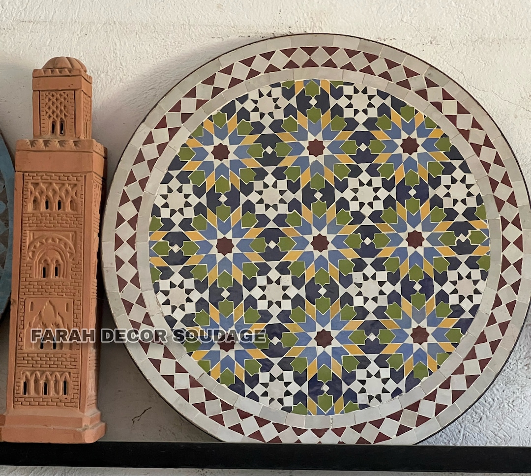 Multi-color Mosaic Table for Outdoor or Indoor - Handcrafted Mosaic ...