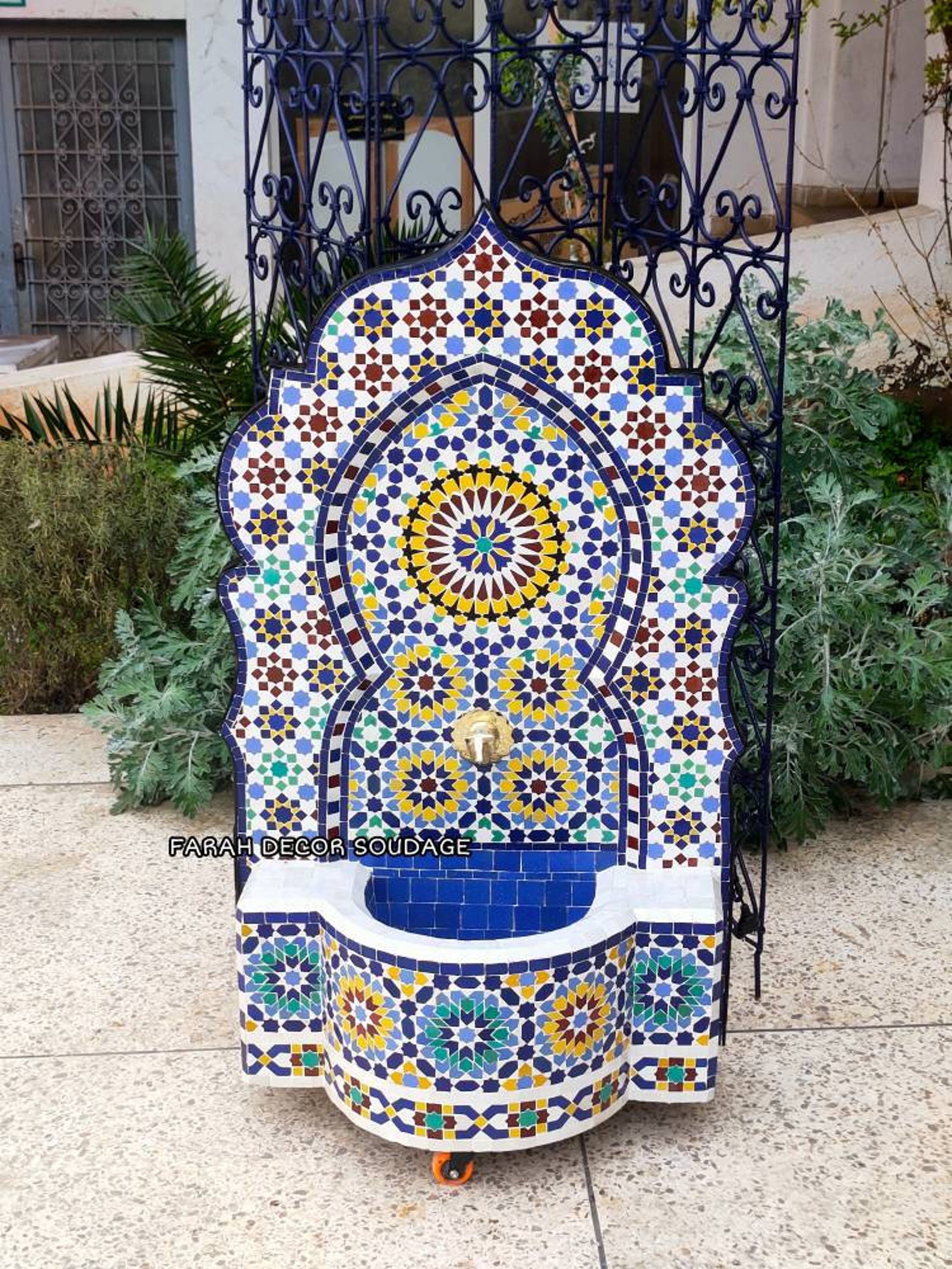 Moroccan Fountain for Garden Mid Century Mosaic Fountain - Etsy