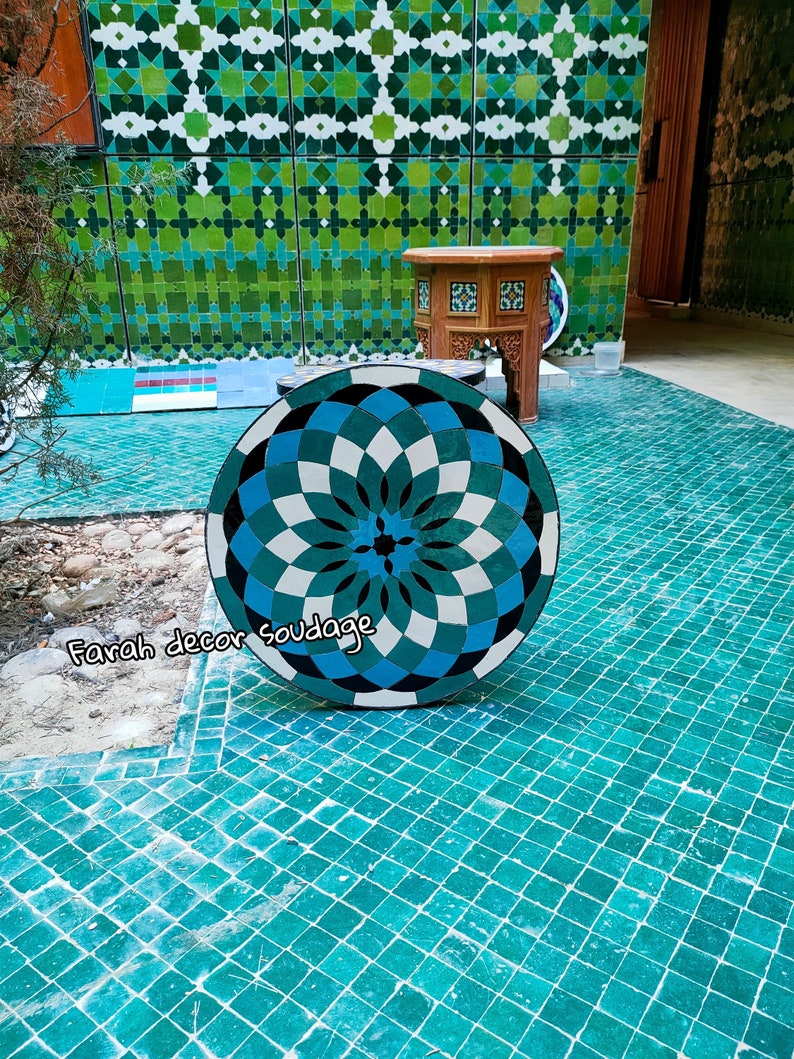 Round Zellige Mosaic Table – Moroccan Tile Garden & Patio - Handmade ...