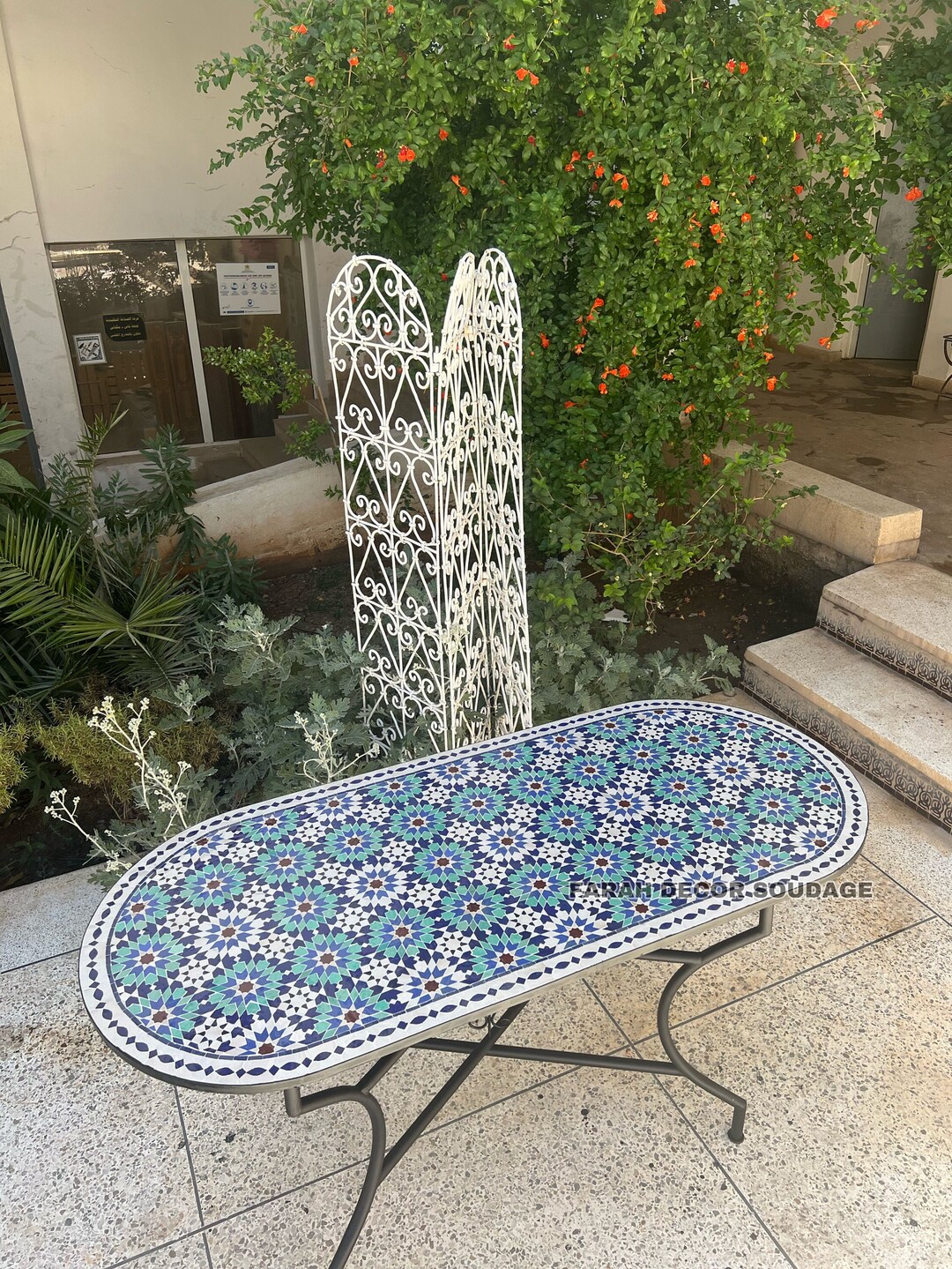 Handmade Moroccan Table | Oval Moroccan Mosaic Outdoor/ Indoor Table ...