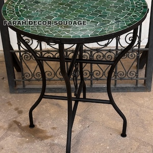 Emerald Green Tile Table Top, Green Mosaic Table Indoor/outdoor ...