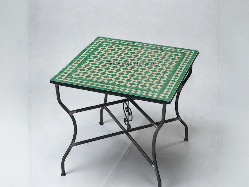 Moroccan Mosaic Zellige Dining Table – Handmade Rectangular Tile Top ...