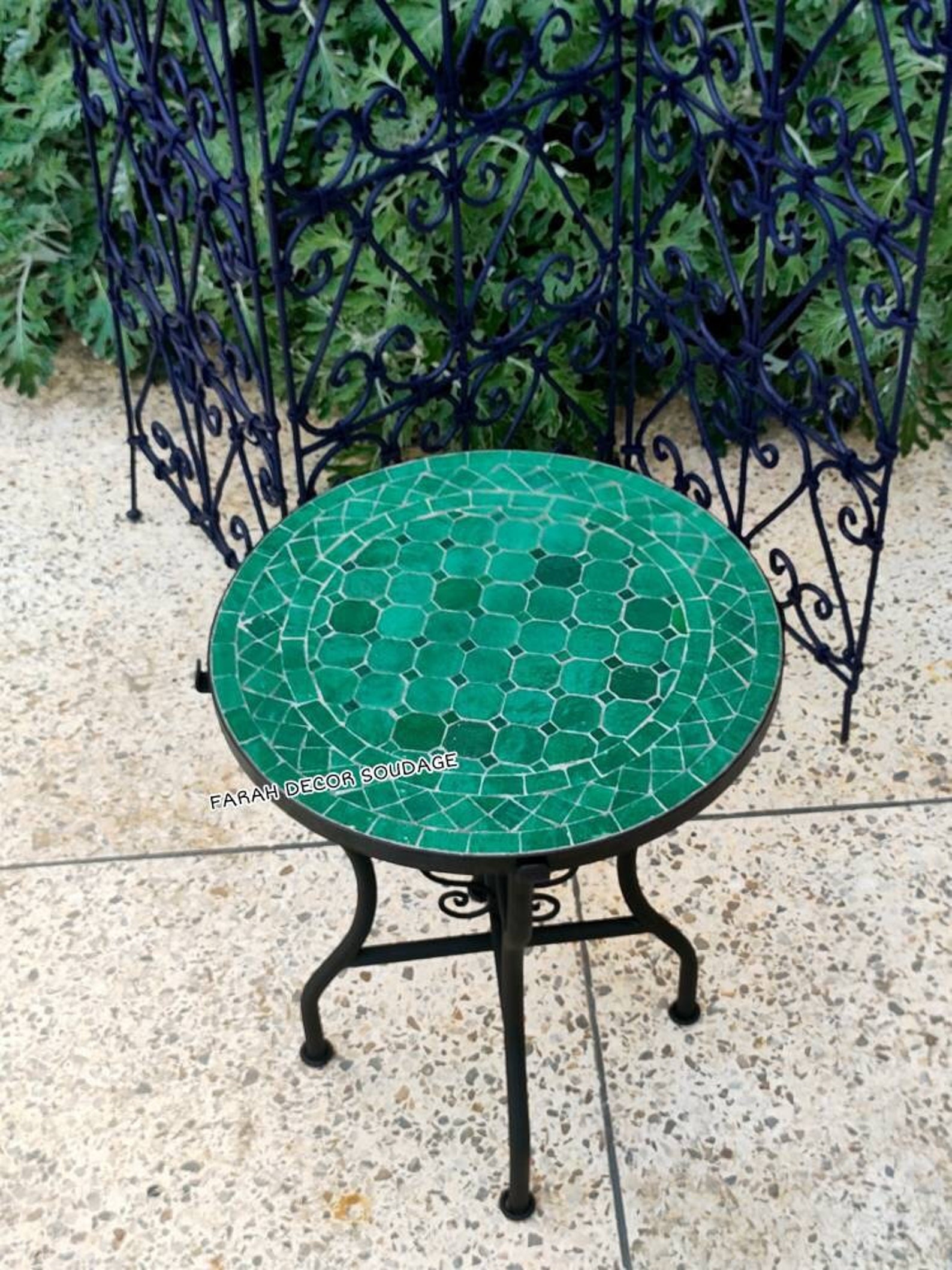 CUSTOMIZABLE Mosaic Table Green Round Mosaic Table Dinner - Etsy