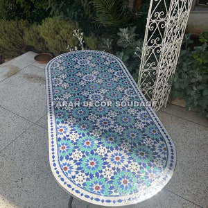 Handmade Moroccan Table | Oval Moroccan Mosaic Outdoor/ Indoor Table ...