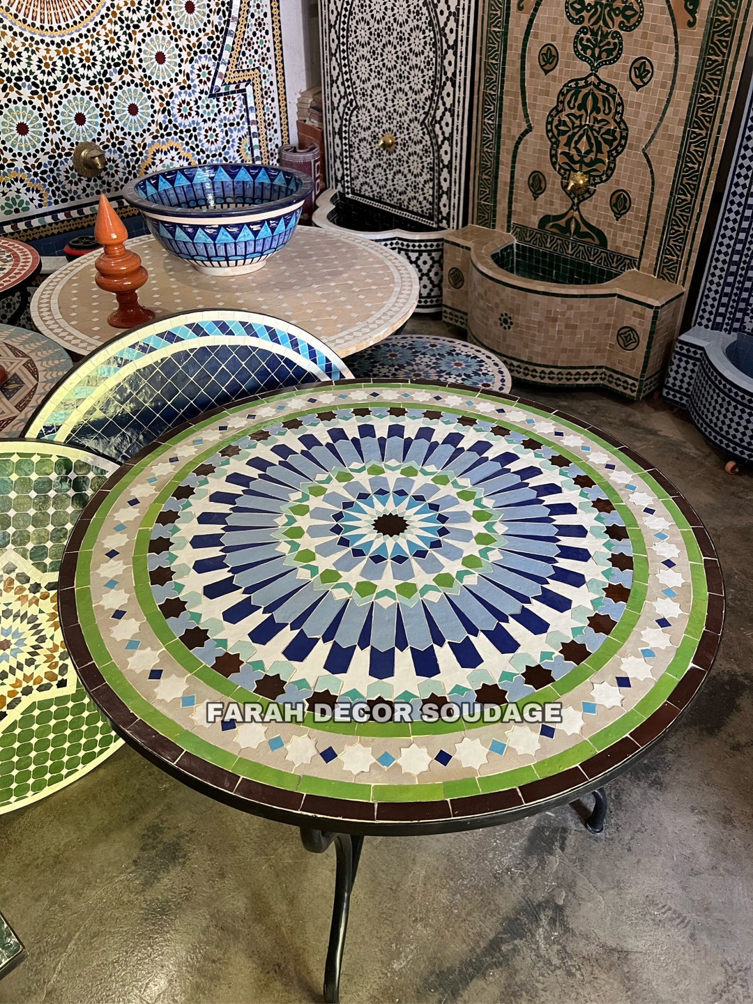 Personalized Handmade Moroccan Mosaic Table | Authentic Moroccan Mosaic ...