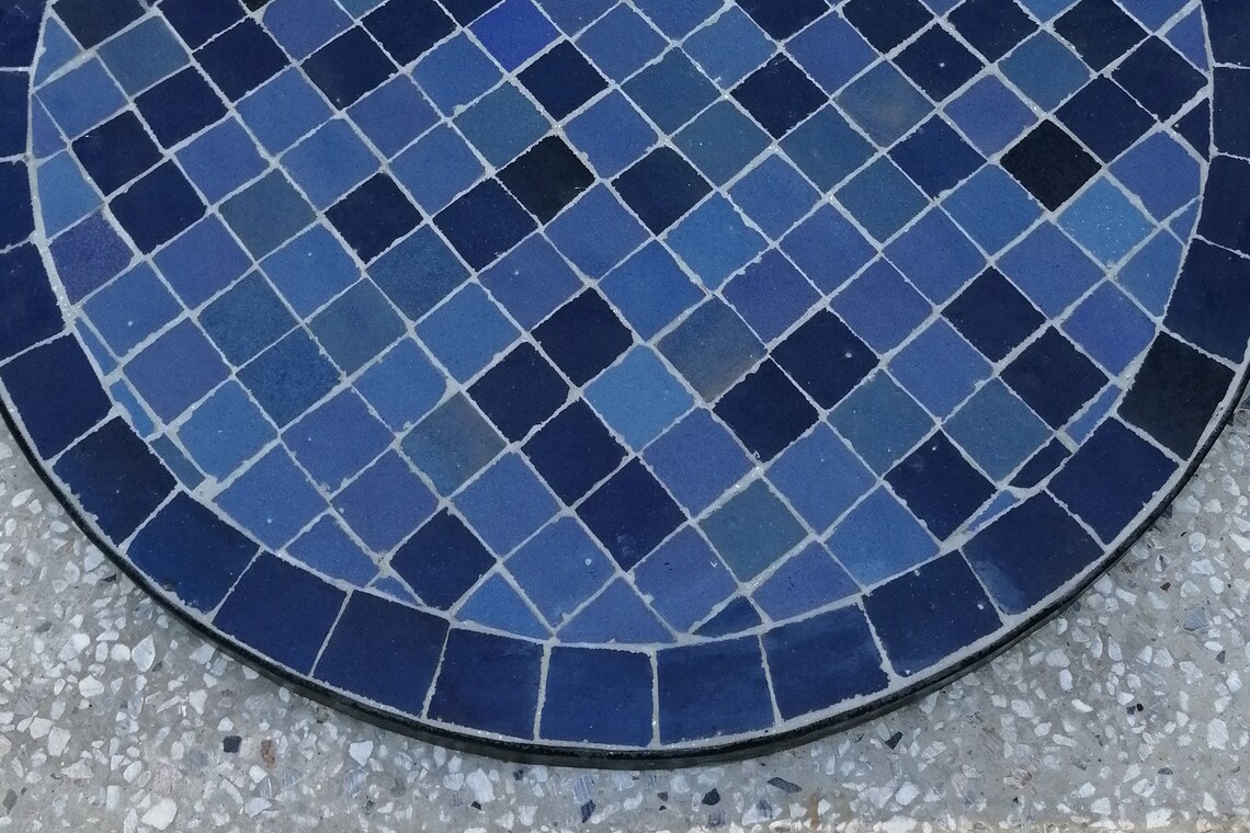 CUSTOMIZABLE Mosaic Table Mid Century Blue Mosaic Table From - Etsy