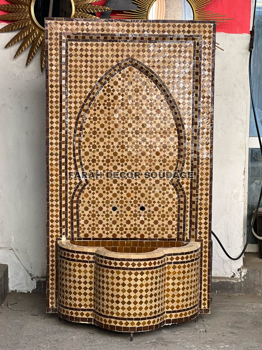 Handmade Mosaic Tile Fountain - Handcrafted Zellige Water Feature - Etsy