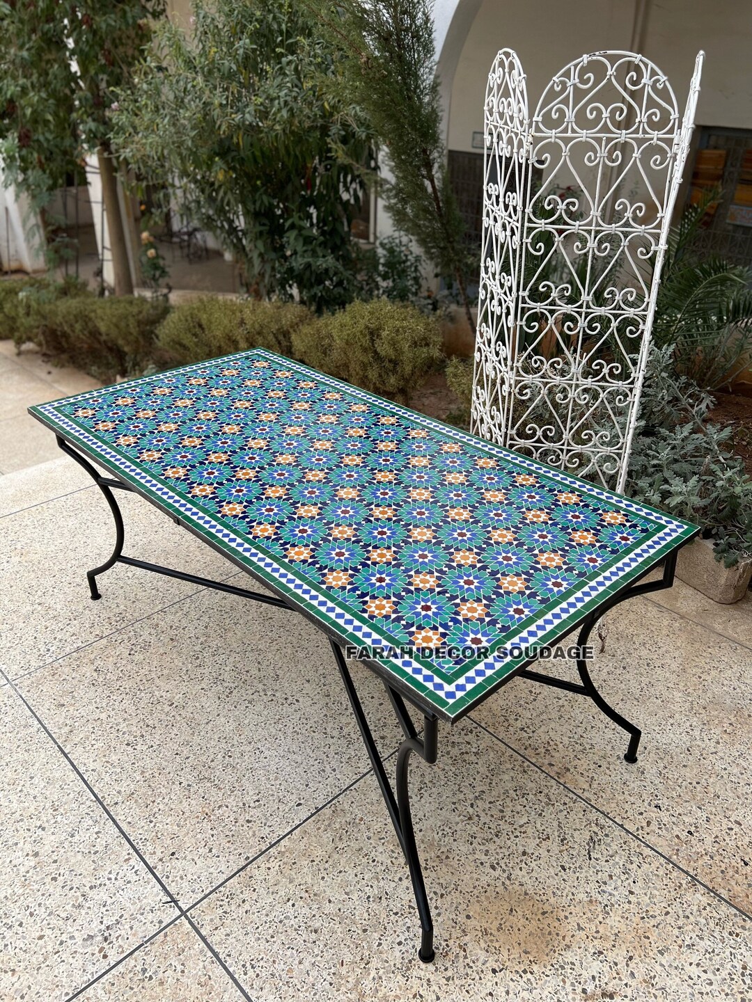 Personalized Handmade Moroccan Mosaic Table - Rectangular Table Made ...