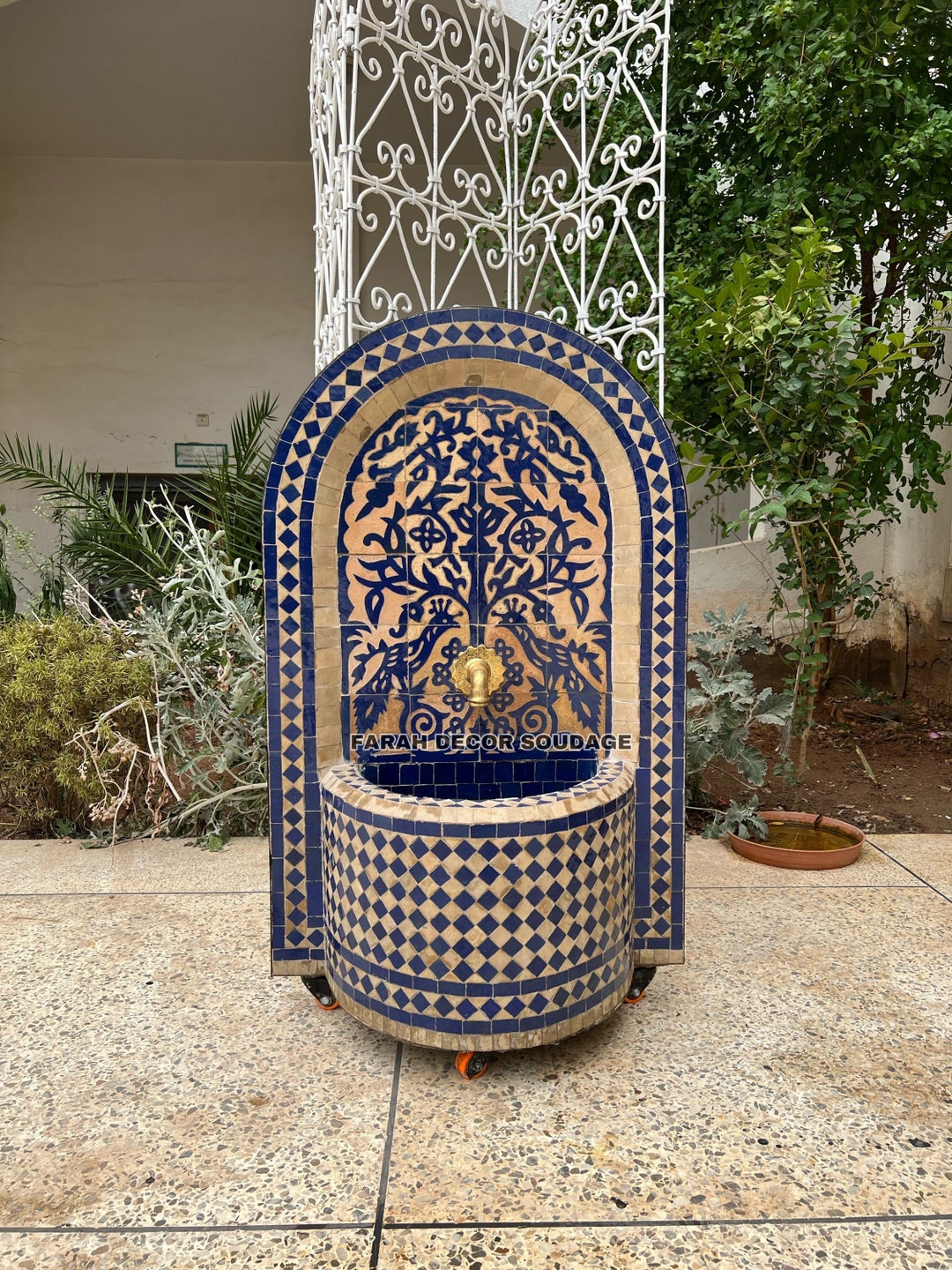 Handmade Mosaic Fountain - Tree of Life Garden Decor - Handcrafted ...