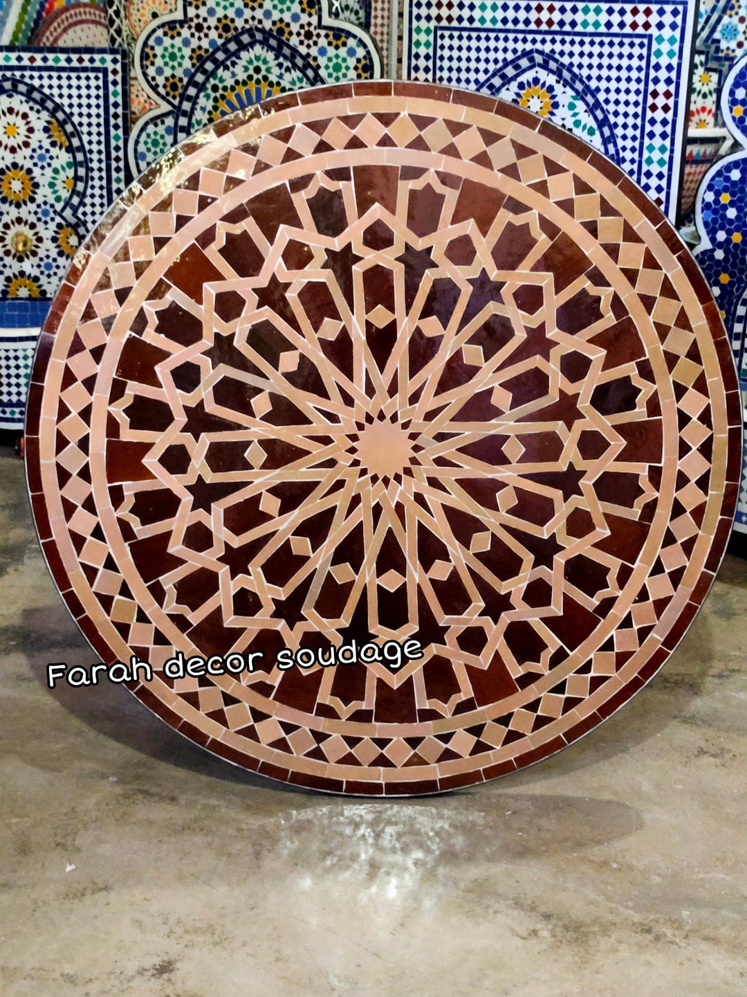 Moroccan Mosaic Table Handmade , Handcrafted Round Moroccan Outdoor ...