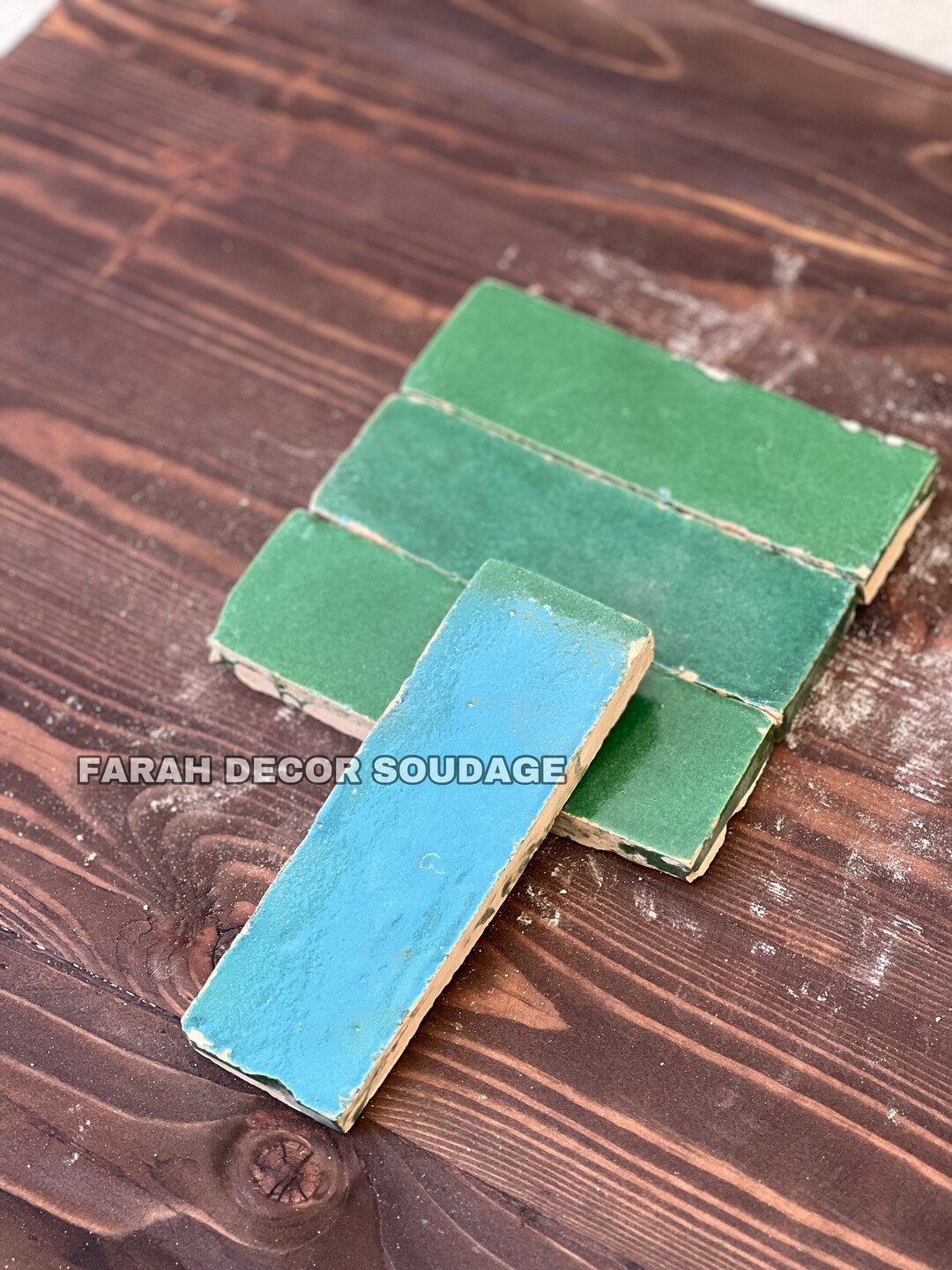 Handmade Moroccan Bejmat Tile - Natural Green Zellige Terracotta (2"/6 ...