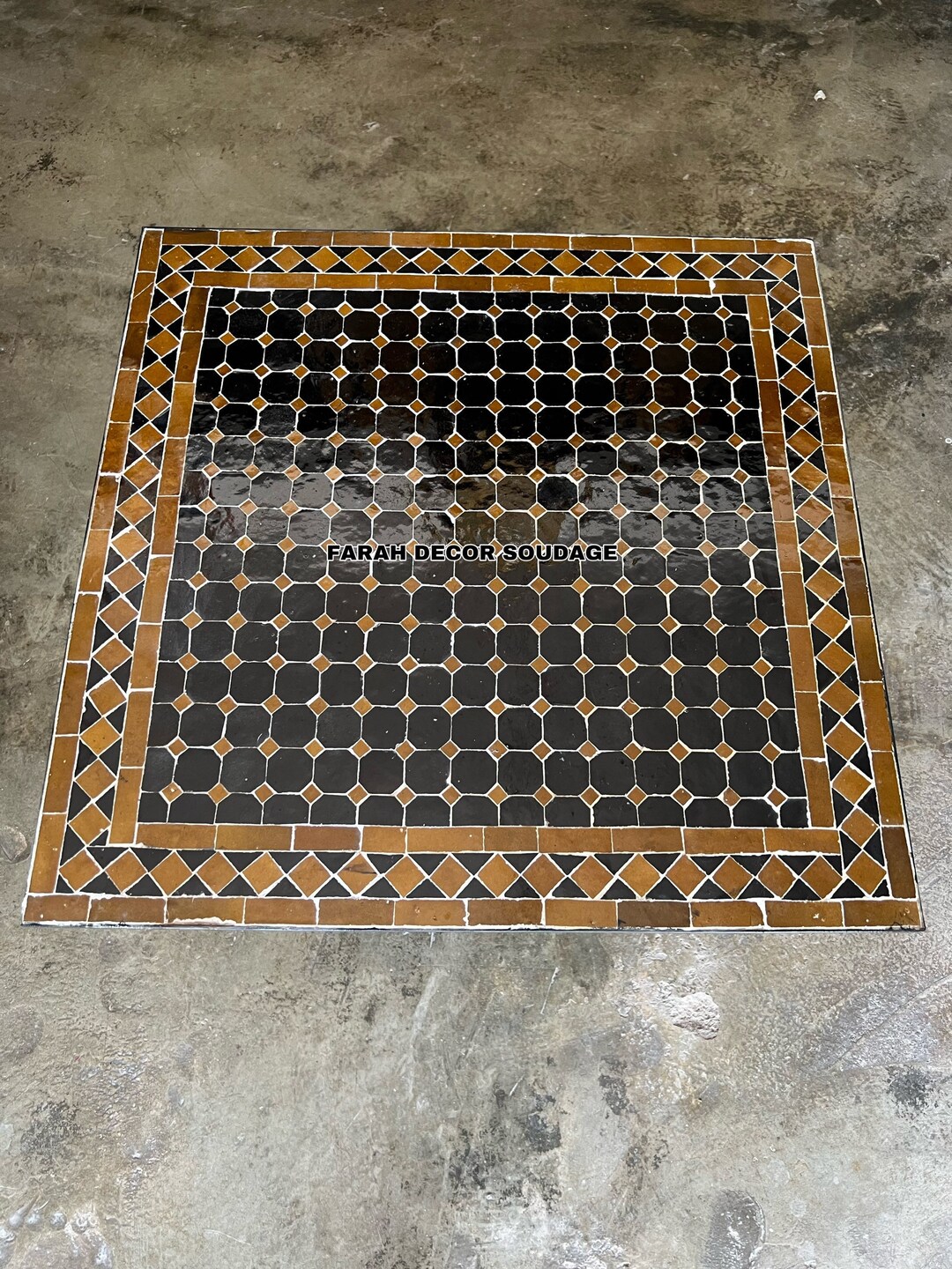 Handmade Moroccan Mosaic Square - Mosaic Table Art - Mid Century Mosaic ...