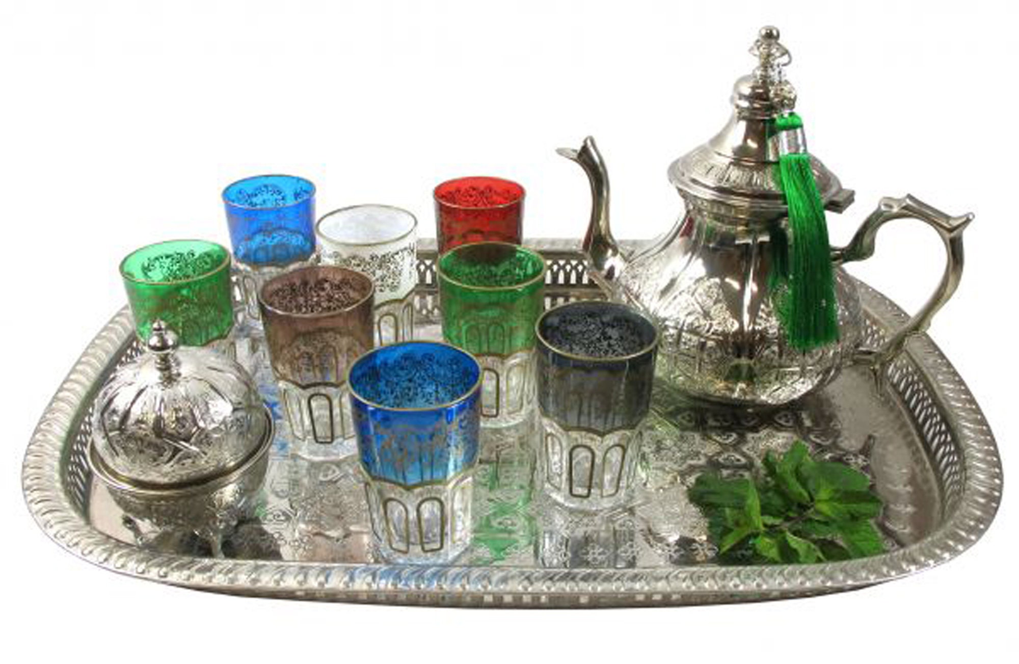 FREE SHIPPING Moroccan Tea Glasses & Teapot Engraved Silver | Etsy