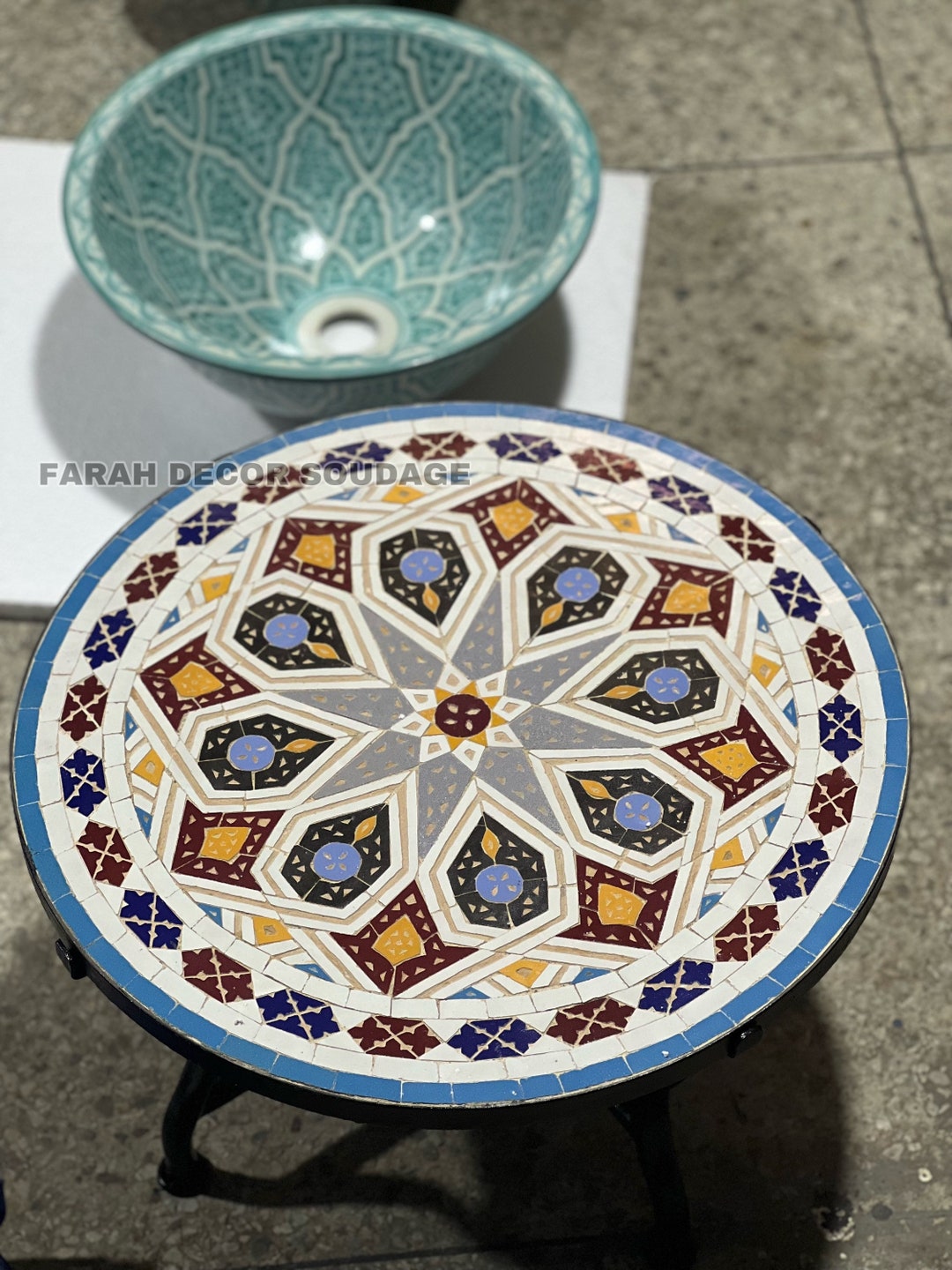 Handmade Moroccan Mosaic Bistro Table: Outdoor Garden Decor - Etsy