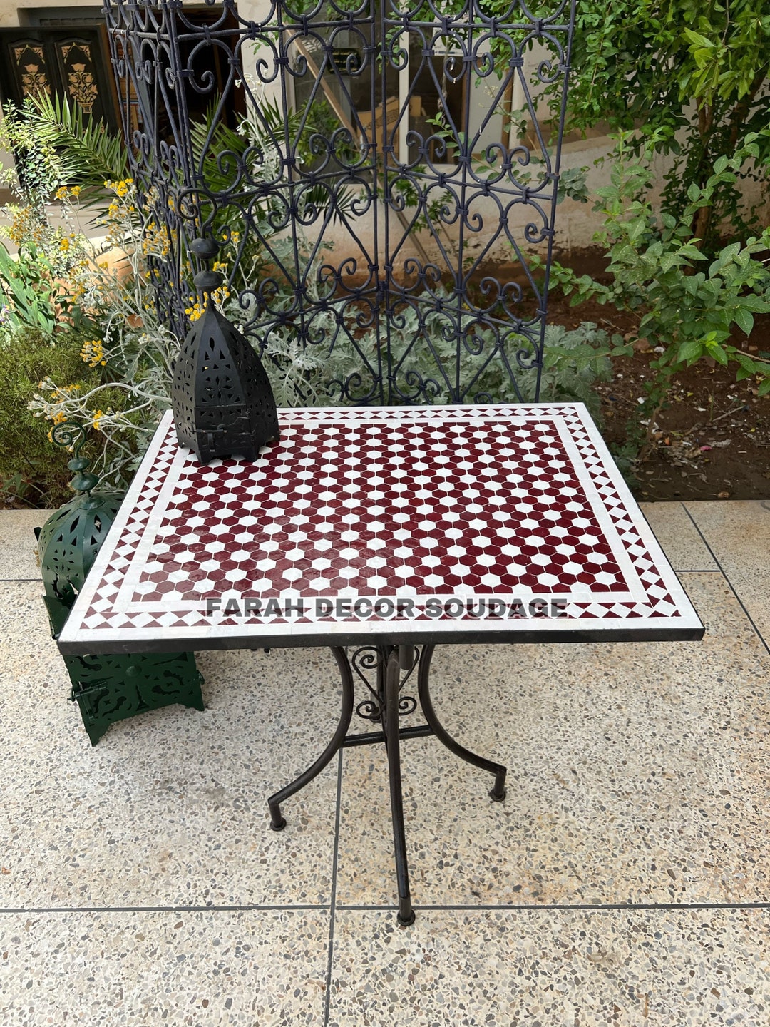Rectangular Mosaic Table - Mosaic Table Art - Mid Century Mosaic Table ...