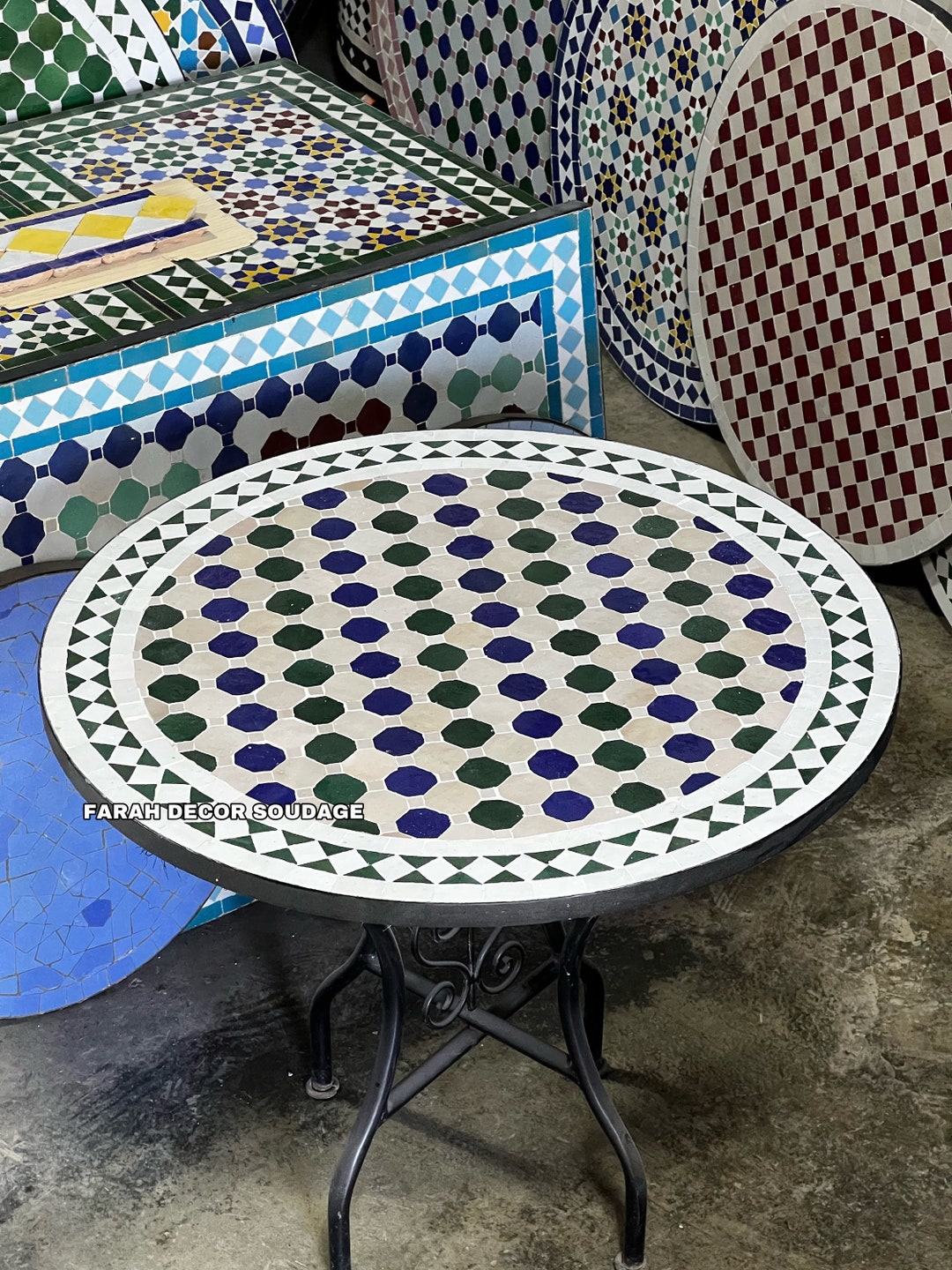 Unique Round Mosaic Table - Handmade Moroccan Mosaic Table ...